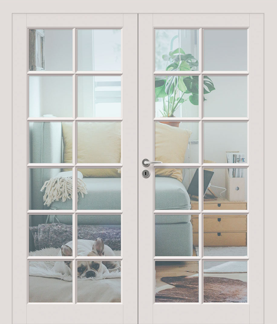 Fransk dør, GL12 + GL12 - Massiv - Hvid - NY VARIANT